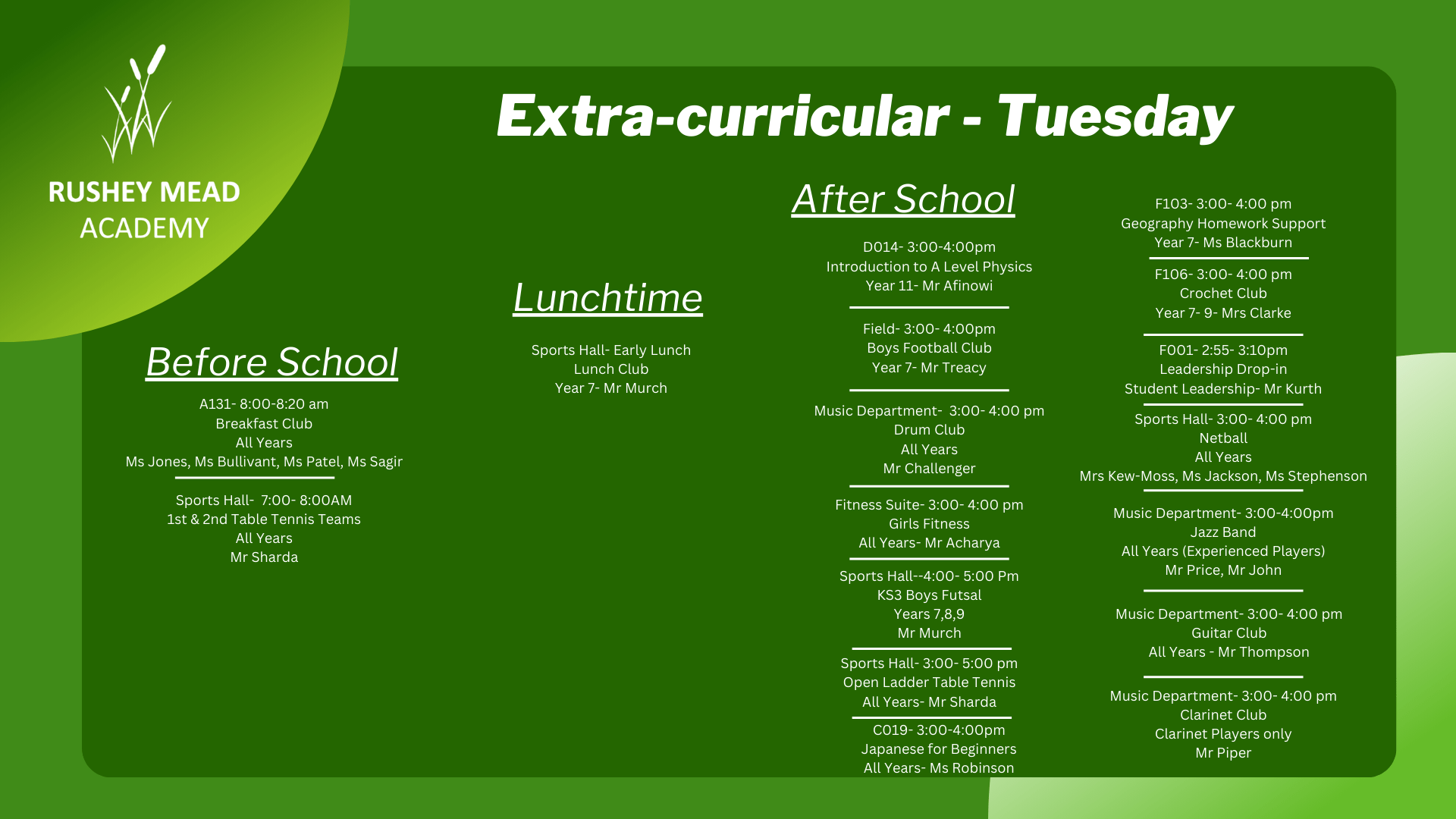 Extra Curricular – Rushey Mead Academy | TMET Leicester MAT